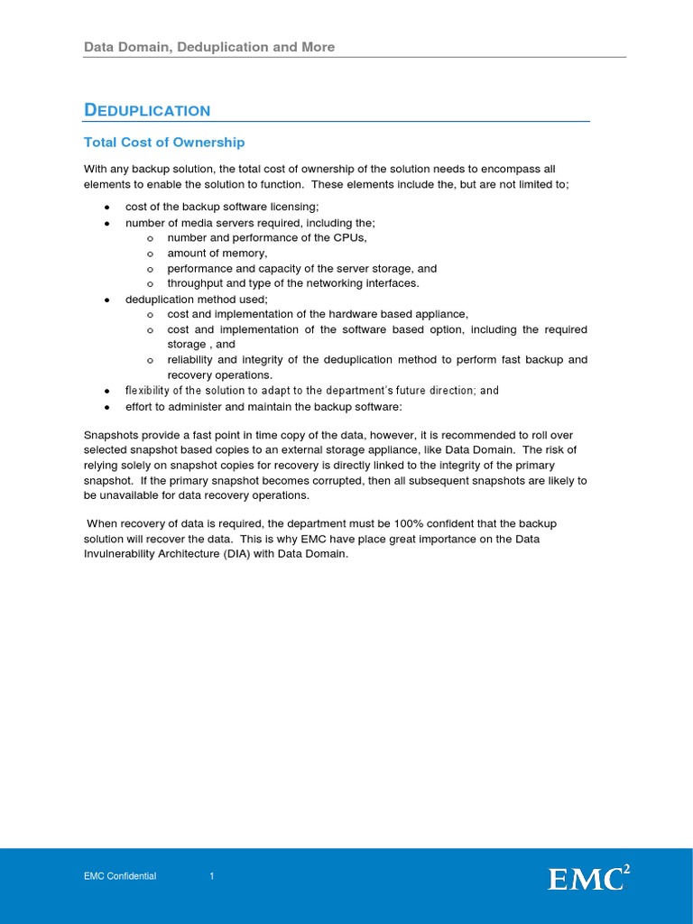 Data Domain, Deduplication and More | PDF | Backup | Computer Data Storage