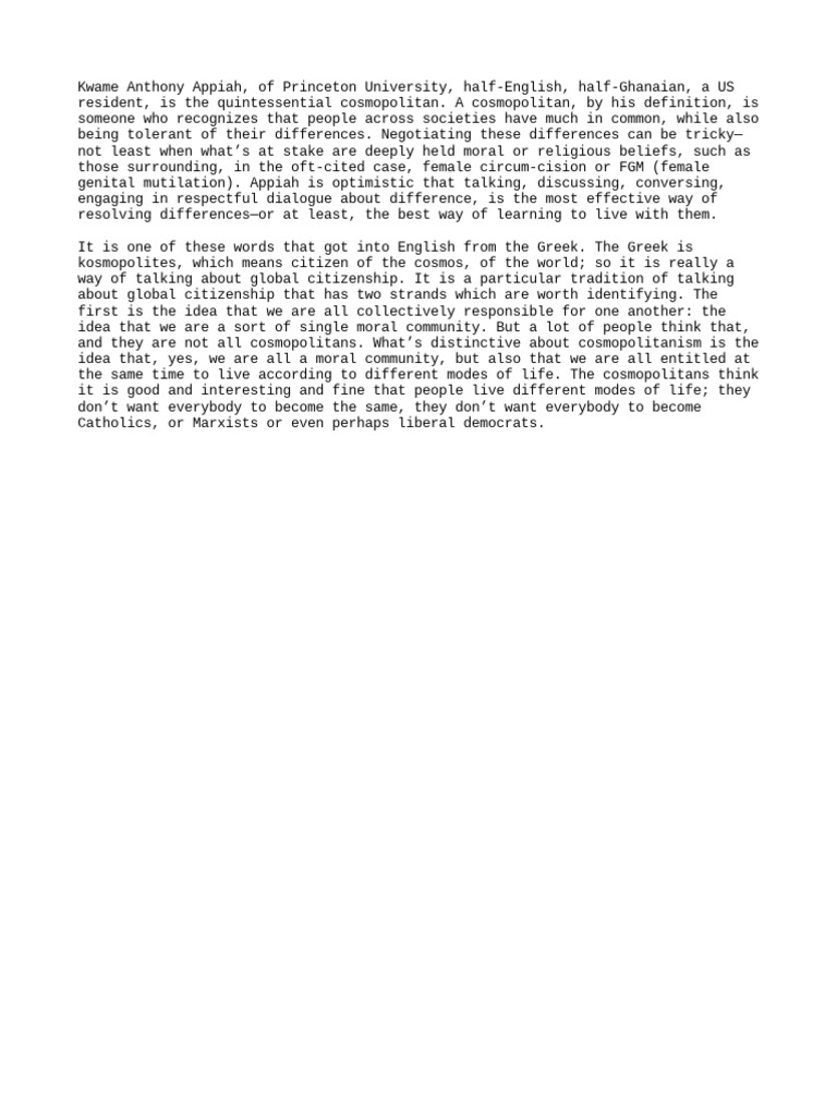Cosmopolitanism | PDF | Social Science | Philosophy