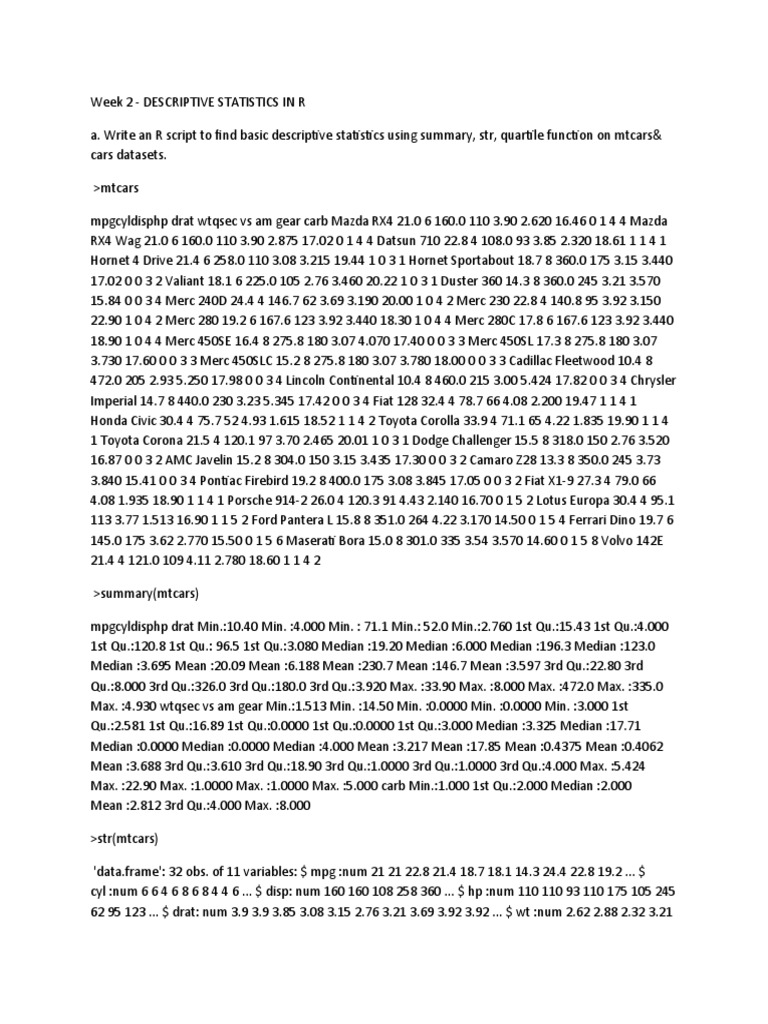 R Program | PDF | Private Transport | Motor Vehicle Manufacturers