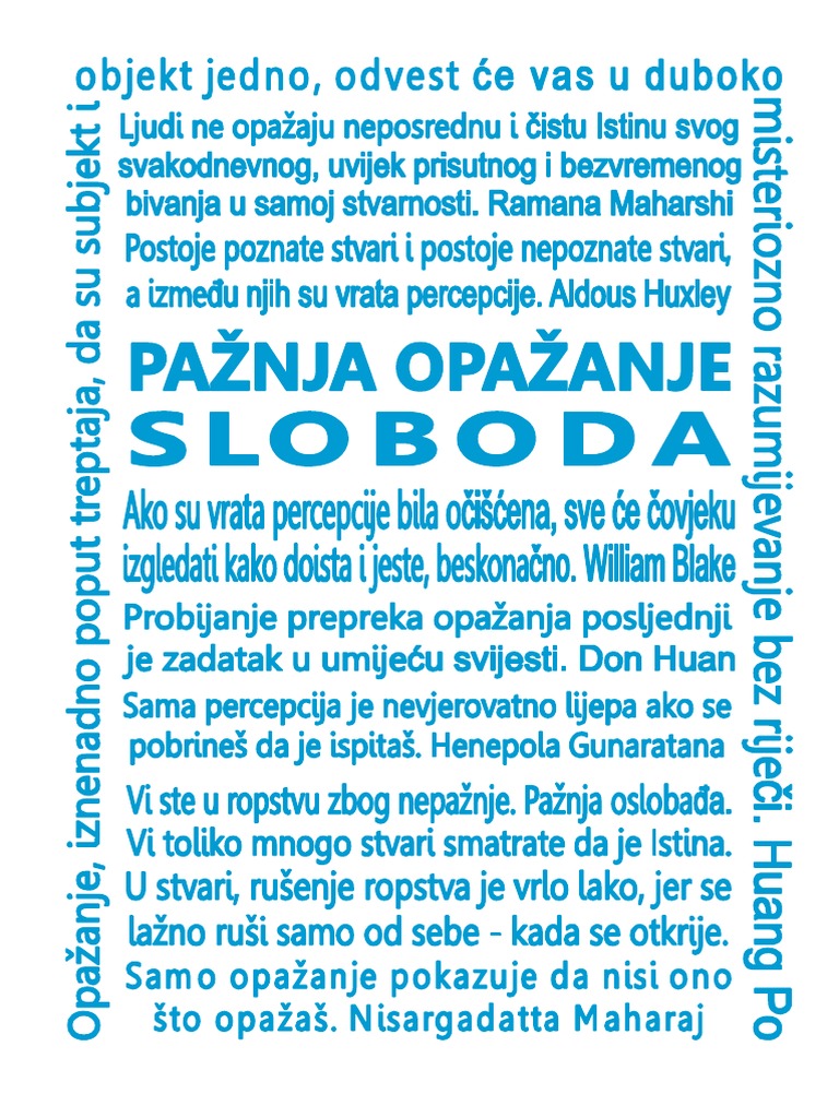 Paznja Opazanje Sloboda Knjiga | PDF