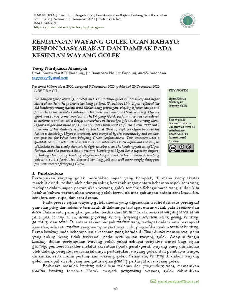 Kendang Wayang Golek Ugan Rahayu | PDF | Classical And Art Music ...