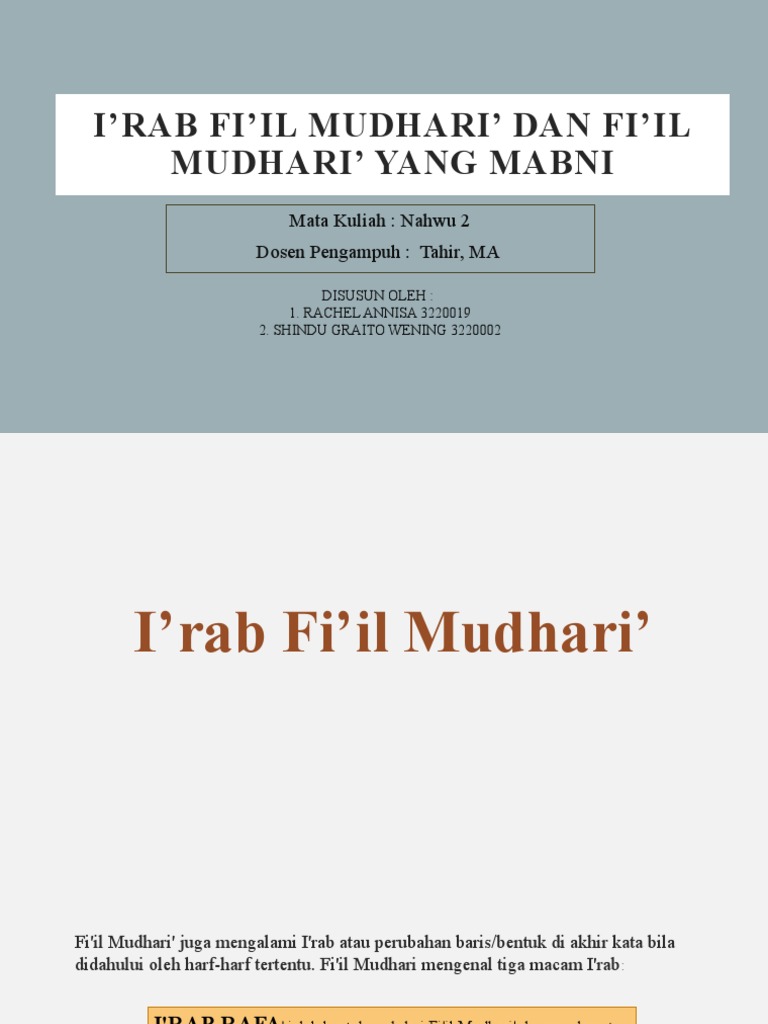 NAHWU (I'RAB Fi'IL MUDHARI' DAN FI'IL MUDHARI' YANG MABNI) | PDF