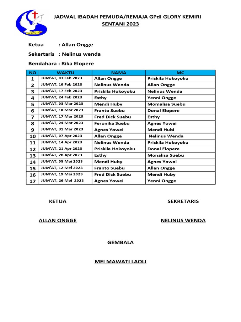 Jadwal Ibadah Pemuda | PDF