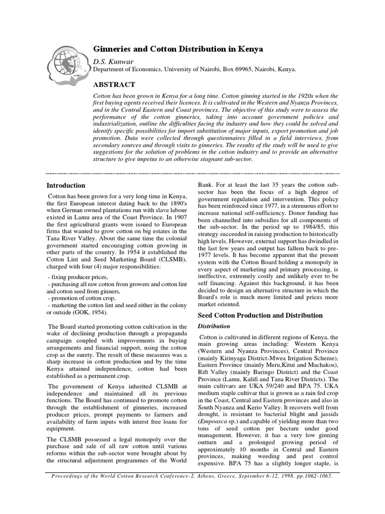 Cotton Ginneries and Production in Kenya | PDF | Cotton | Irrigation