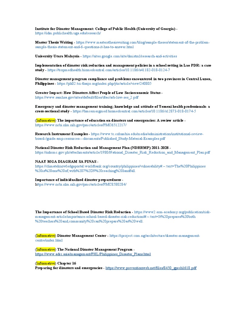 Thesis - References | PDF | Natural Disasters | Emergency Management