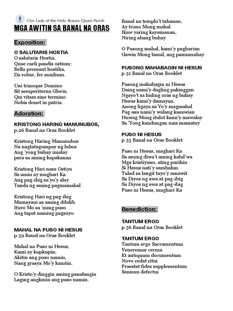 OLHRQP Awitin Sa Banal Na Oras Short | PDF