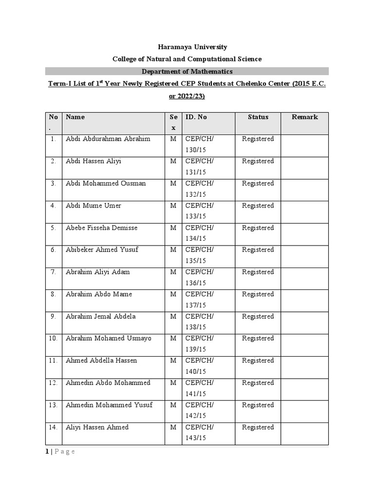 Newly Registered Chelenko - 2022-23 Mathematics-1 | PDF