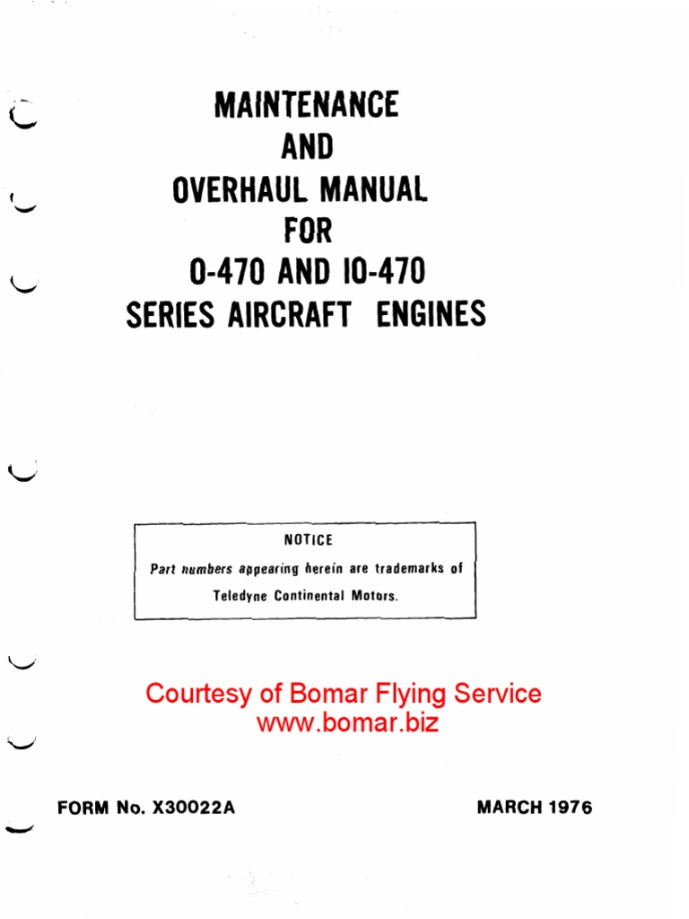 Continental O-470 IO-470 MX Overhaul 11976 PDF | PDF