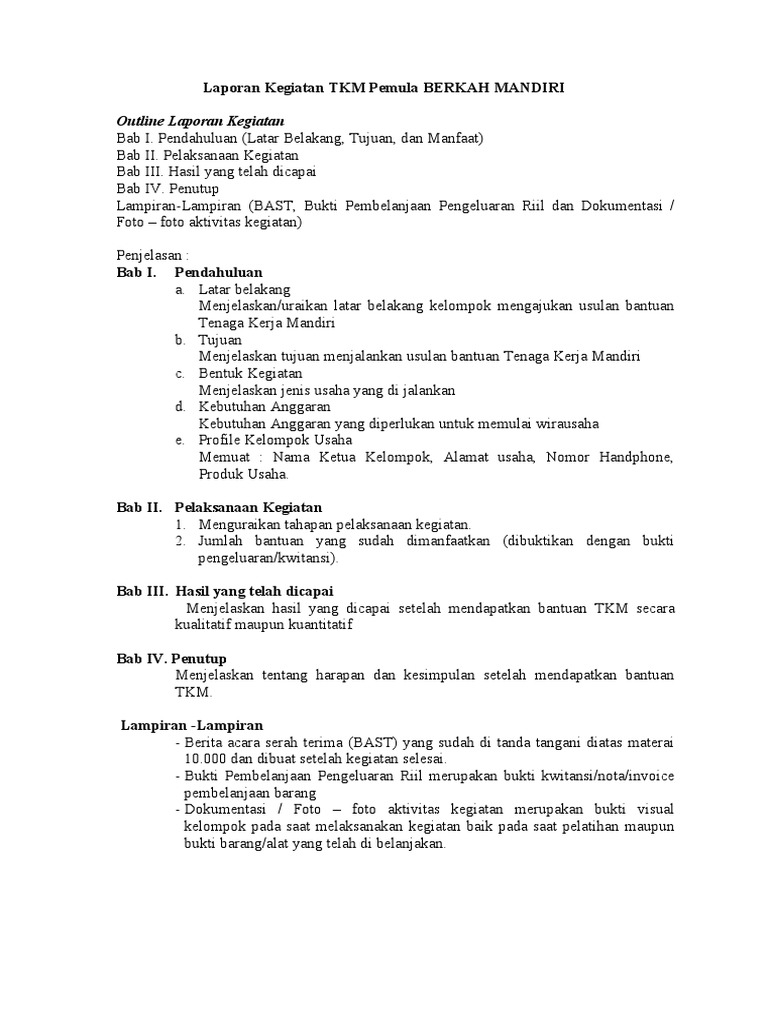 Laporan Kegiatan TKM | PDF
