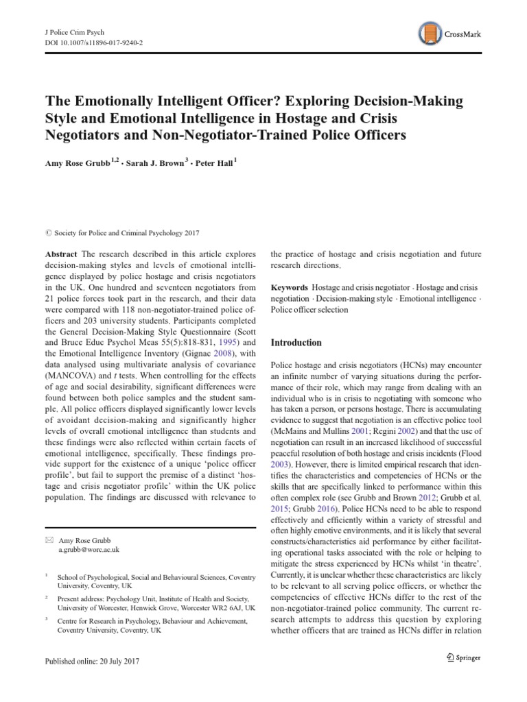 The Emotionally Intelligent Officer - Exploring Decision-Making in ...