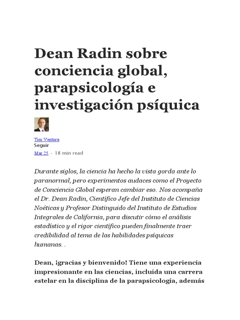 Dean Radin y la Conciencia Global | PDF | Mecánica | Mecánica cuántica