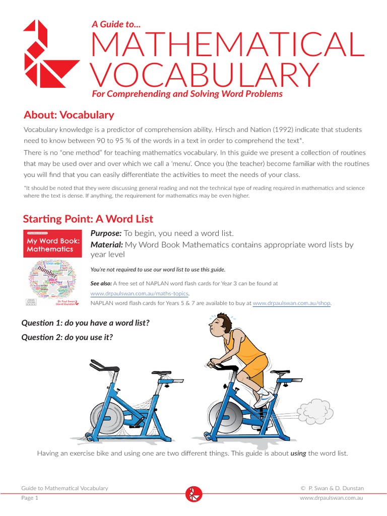 Guide To Mathematical Vocabulary PDF | PDF | Rectangle | Area