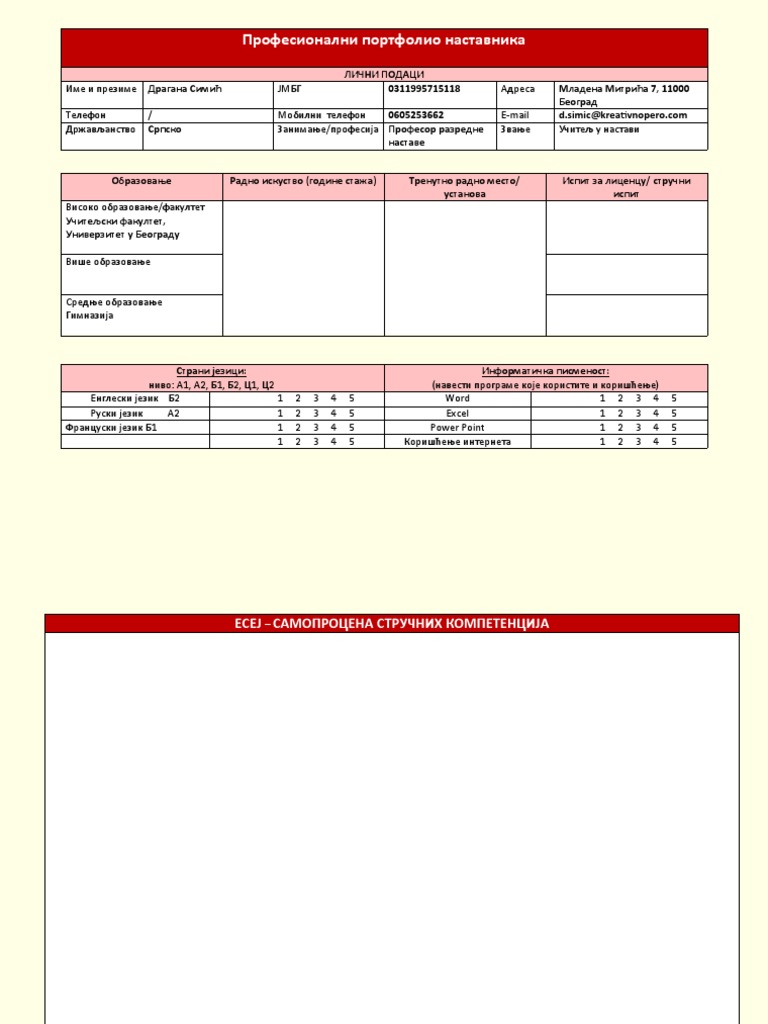 Nastavnicki portfolio.doc | PDF