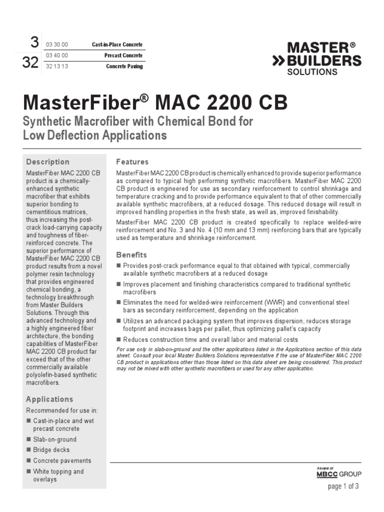 Masterfiber Mac 2200 CB Tds | PDF