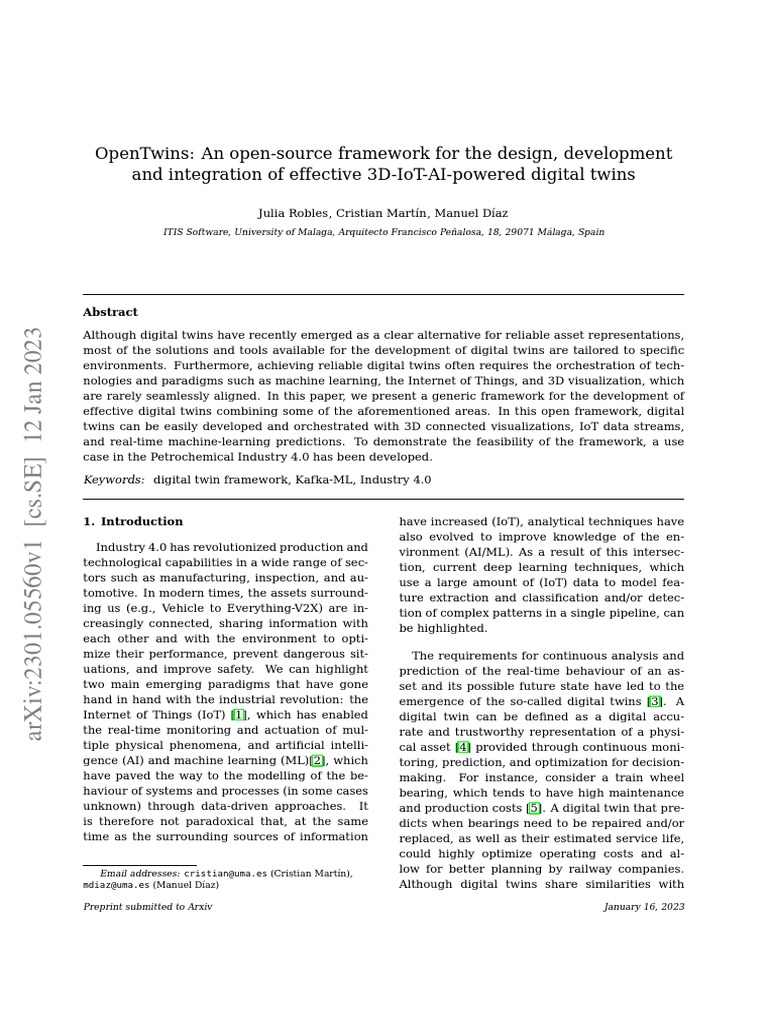 Open Source Framework For The Deisgn Development And Integration Of Effective Digital Twin Pdf