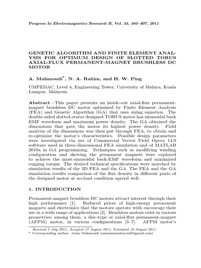 Optimizing Slotted TORUS Motor Design | PDF | Electric Motor ...