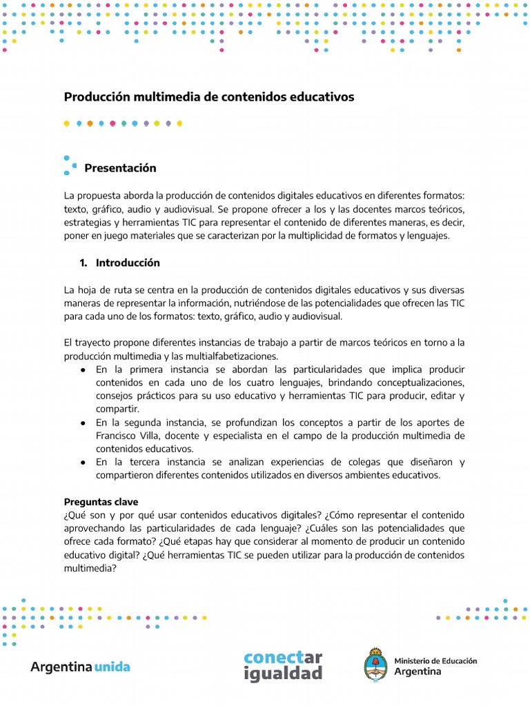 Producción Multimedia de Contenidos Educativos PDF | PDF | Enseñando ...