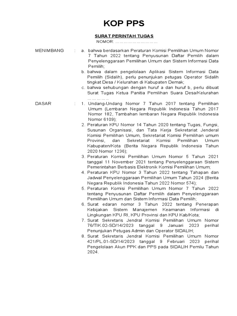 Lampiran Surat Akun Sidalih PPS | PDF