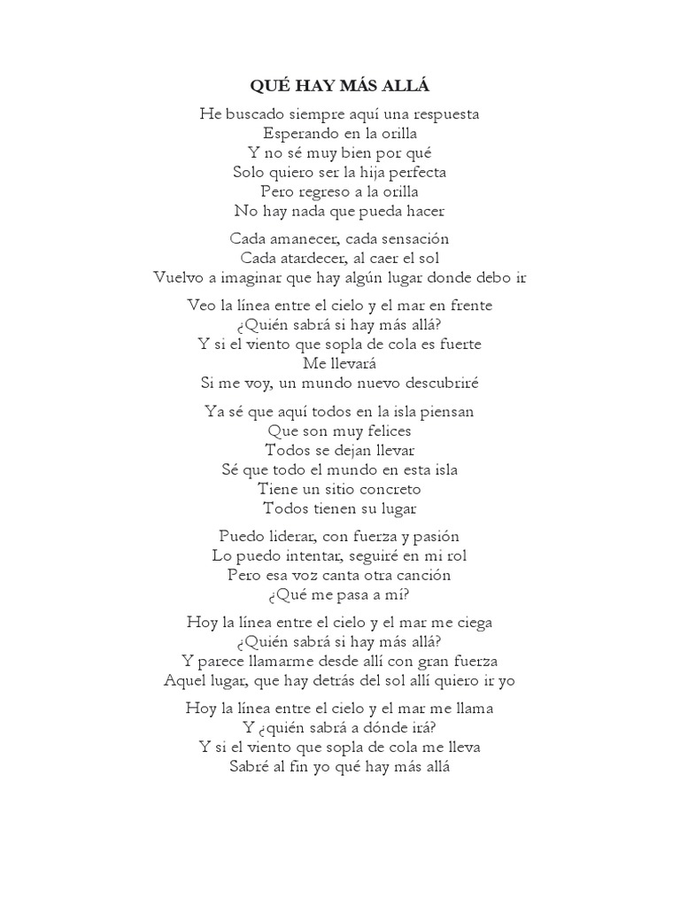 QUÉ HAY MÁS ALLÁ (Letra) | PDF | Poesía