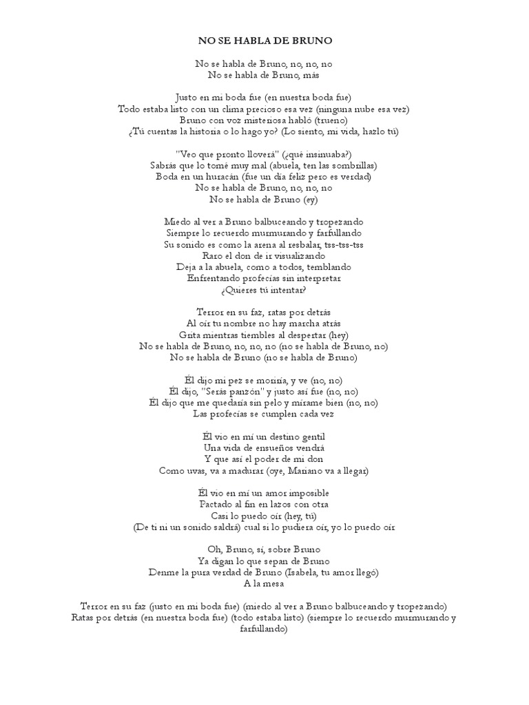 No Se Habla de Bruno (Letra) | PDF