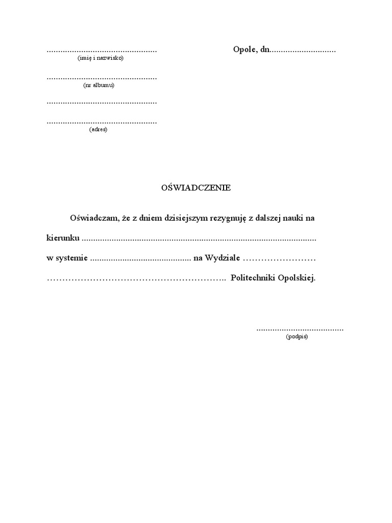 Rezygnacja Ze Studiów | PDF