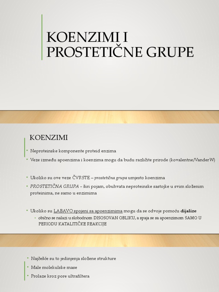 Koenzimi I Prostetične Grupe | PDF