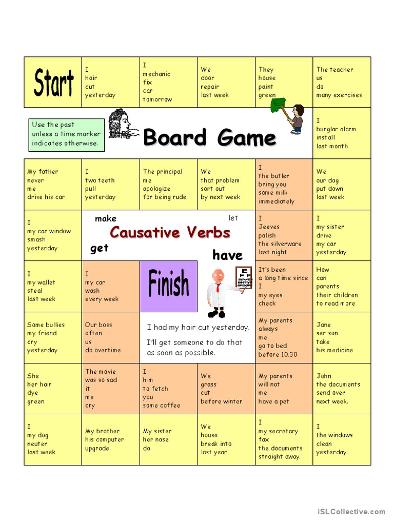Board Game - Have Something Done (Causative verbs) | PDF | Grammar | Syntax