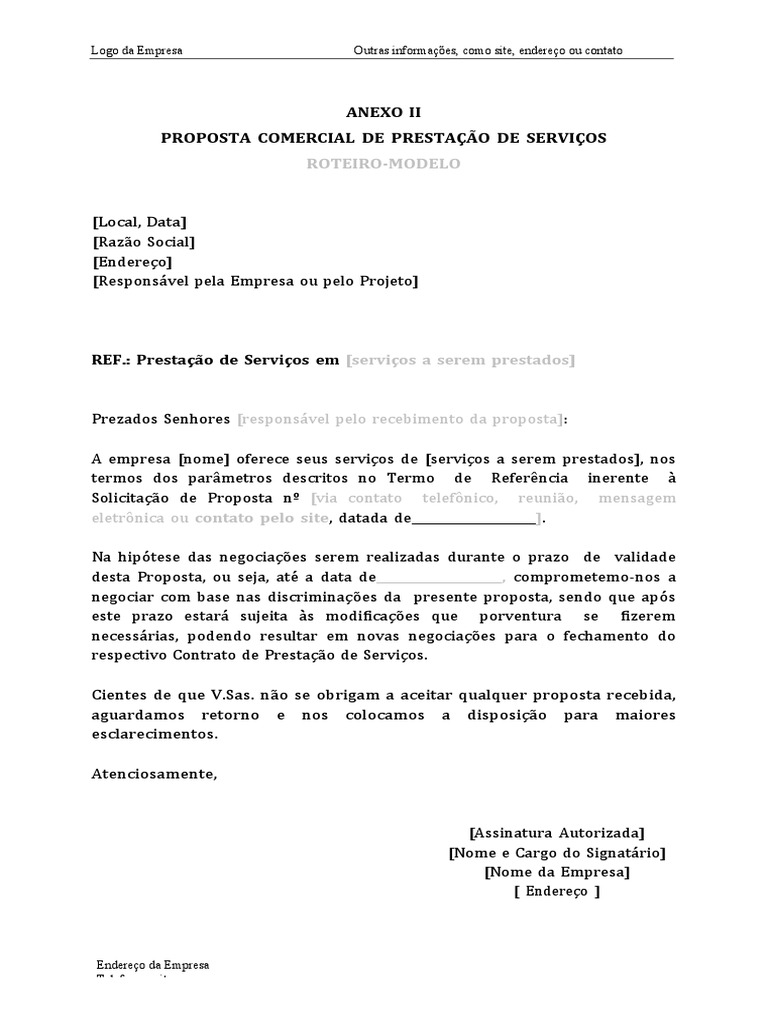 Modelo de Proposta Comercial Prestacao de Servicos PDF | PDF | Setor ...