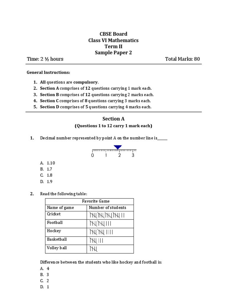 Sample Paper 1 Maths Term 2 | PDF | Perpendicular | Length