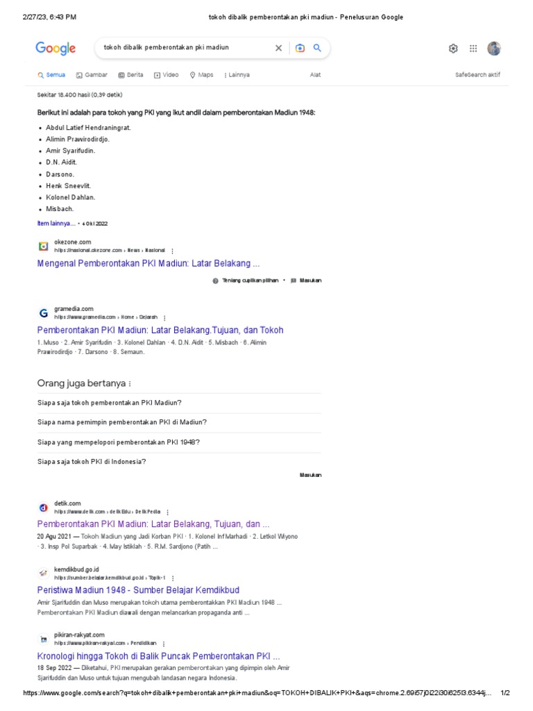 Tokoh Dibalik Pemberontakan Pki Madiun - Penelusuran Google | PDF