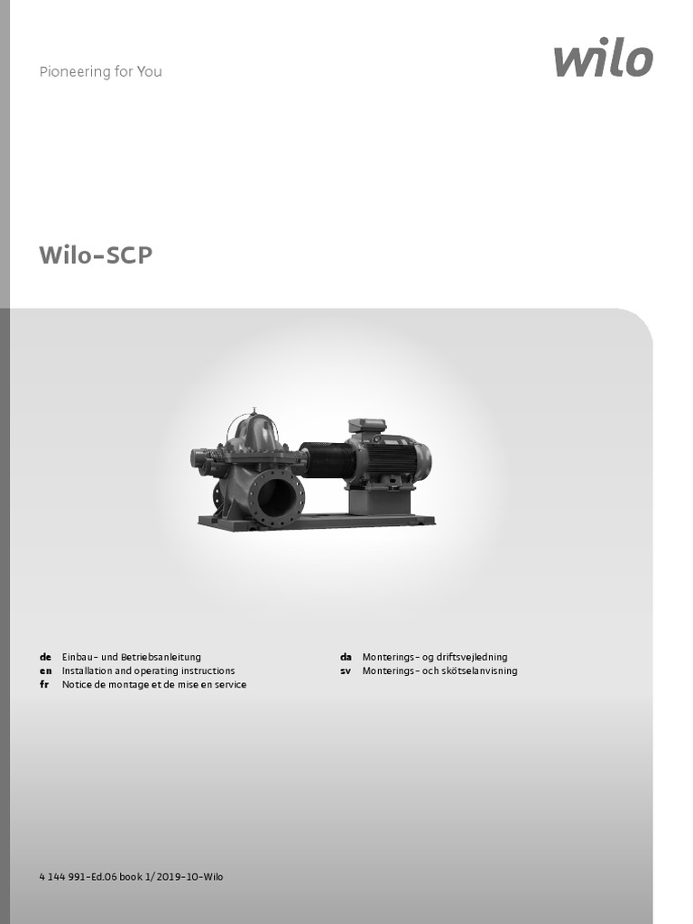 Installation and Maintenance Instructions for Wilo-SCP Pumps | PDF ...