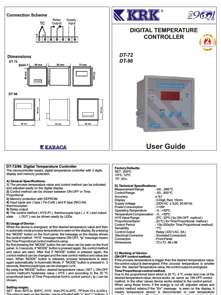 Temp Control Easy | PDF | Thermocouple | Relay