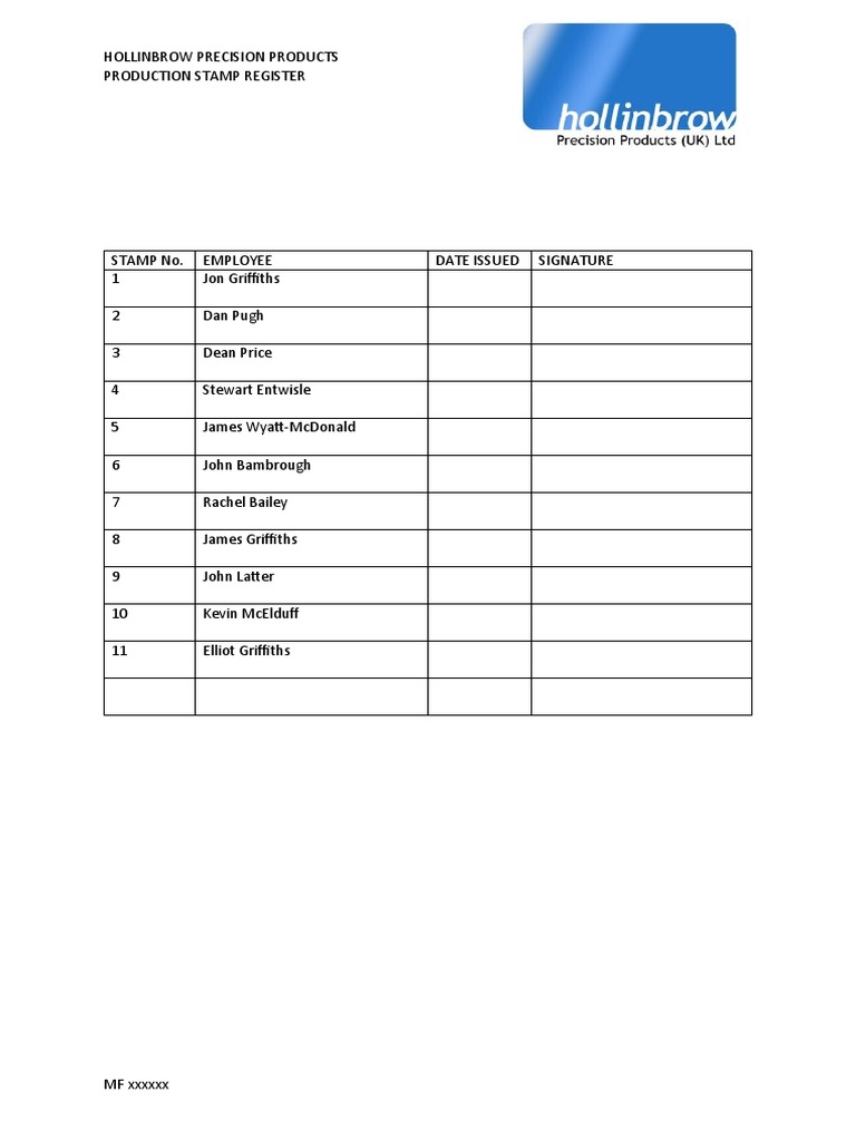 STAMP Register | PDF