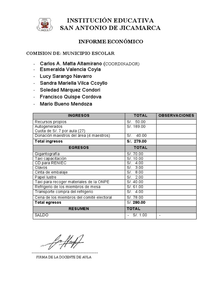 Informe Economico | PDF