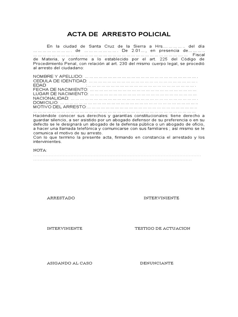 Acta de Arresto | PDF