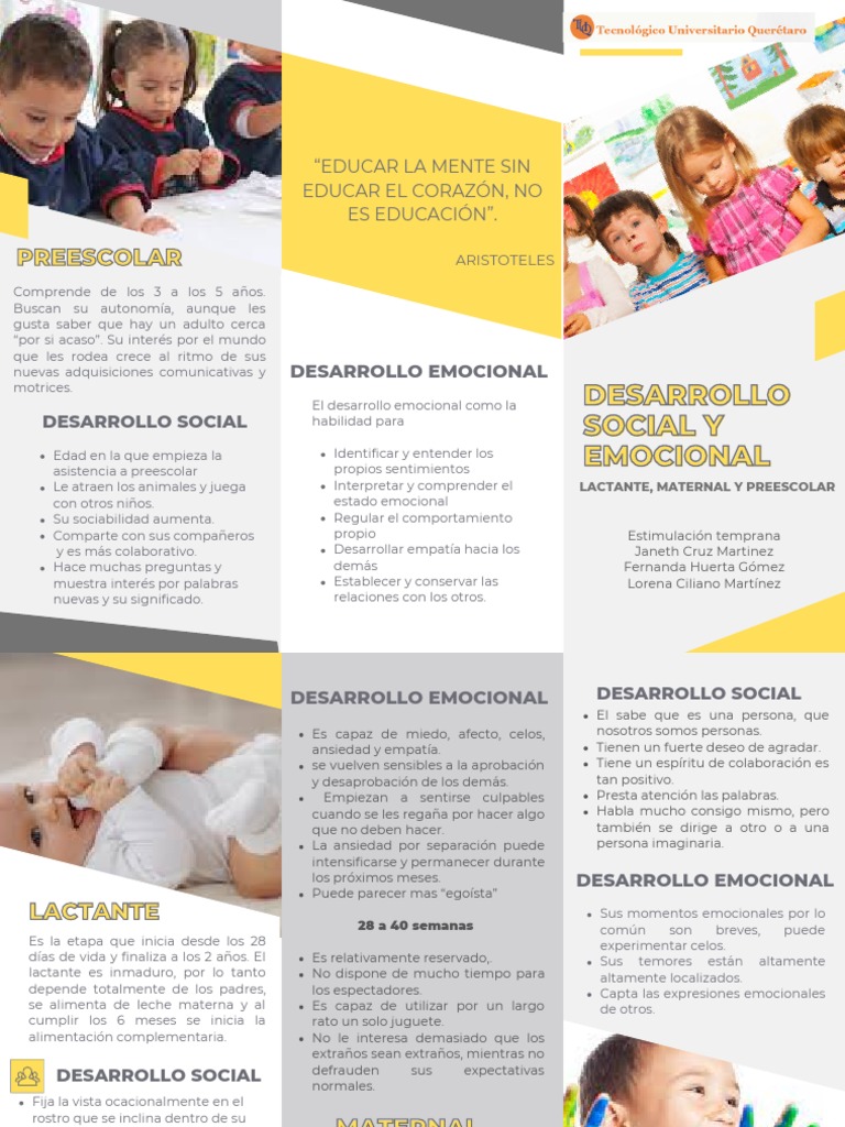 Folleto DESARROLLO SOCIAL Y EMOCIONAL | PDF | Las emociones | Educación ...