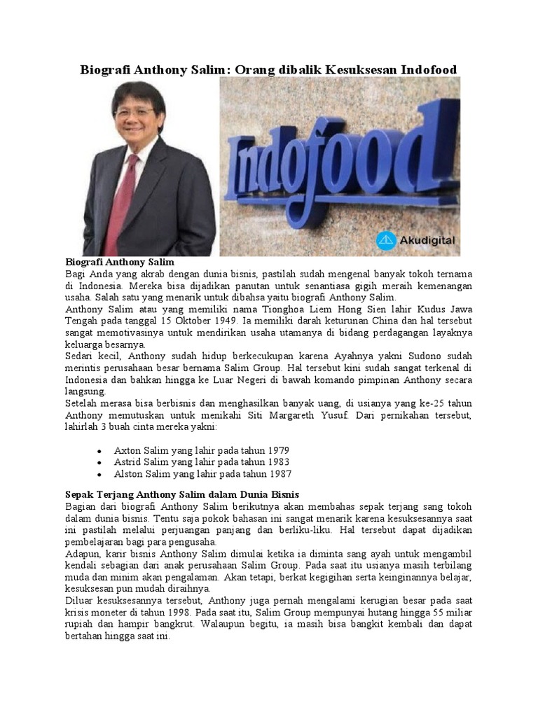 Biografi Anthony Salim dan Kesuksesannya | PDF | Bisnis