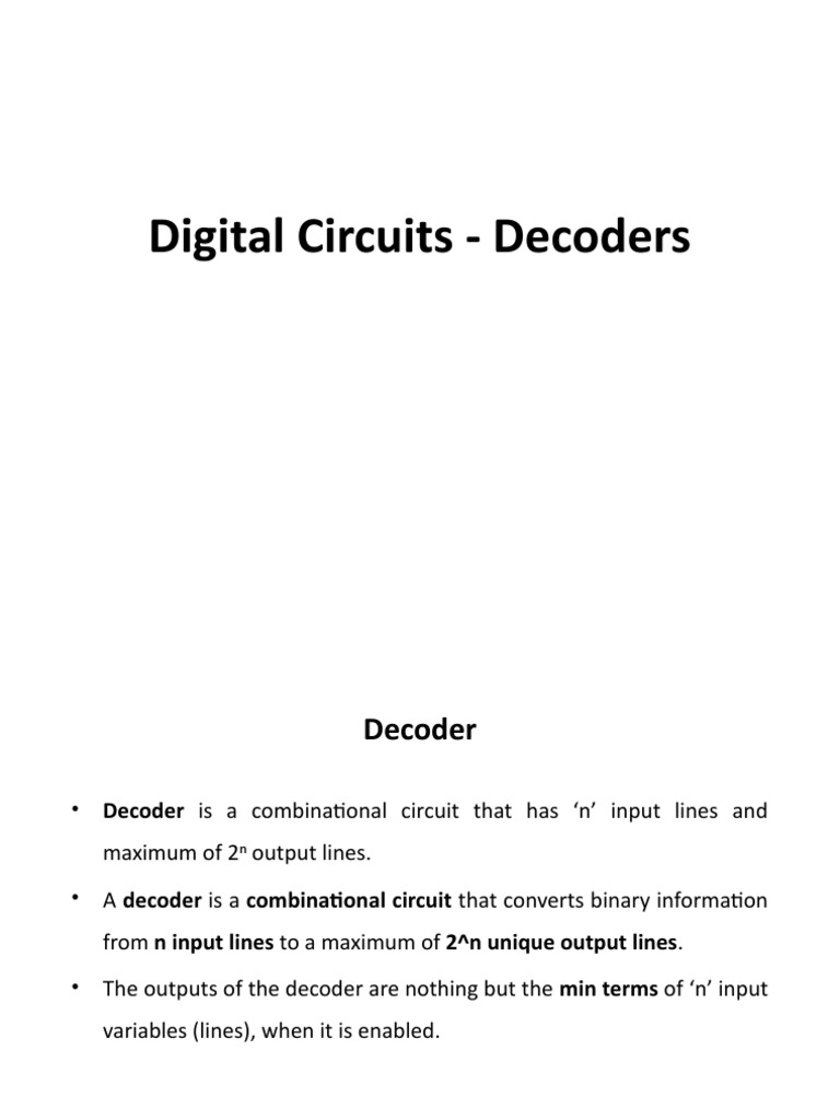 Digital Circuits - Decoders | PDF | Digital Technology | Electrical ...