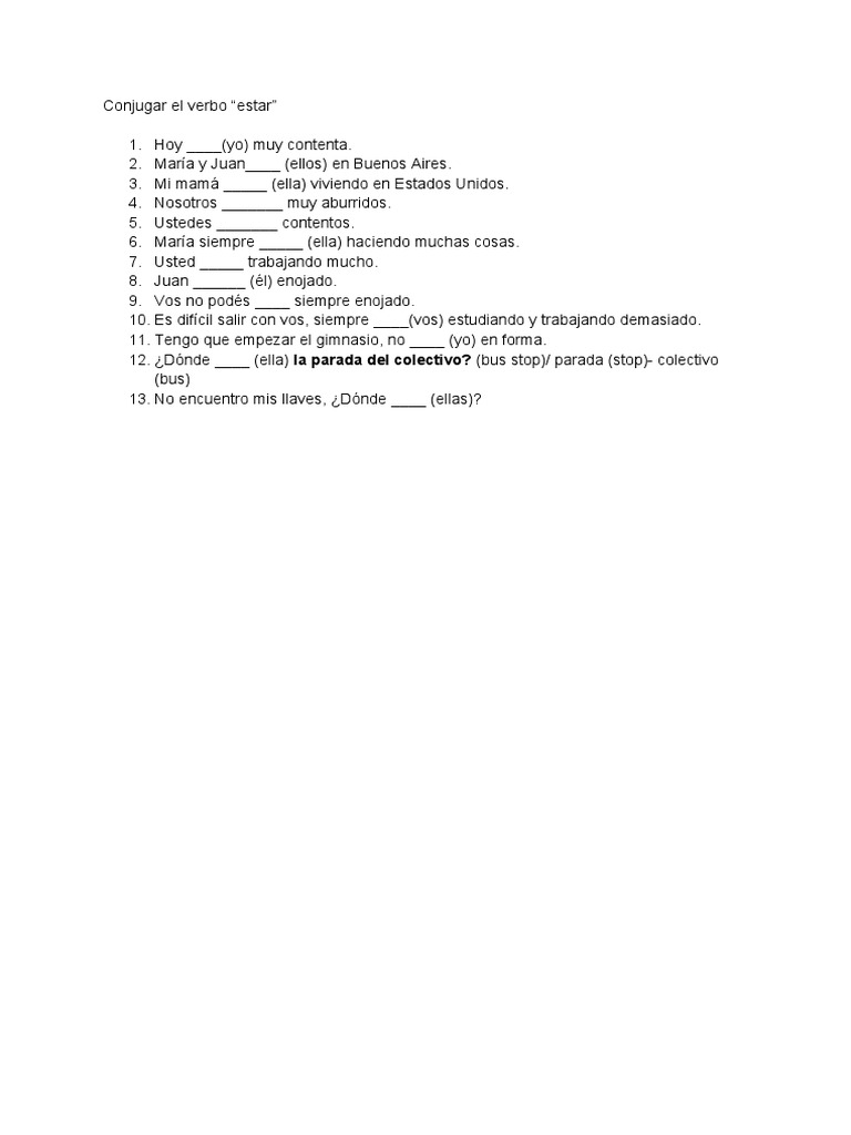 Conjugación Del Verbo - Estar | PDF | Artes del Lenguaje y Comunicación