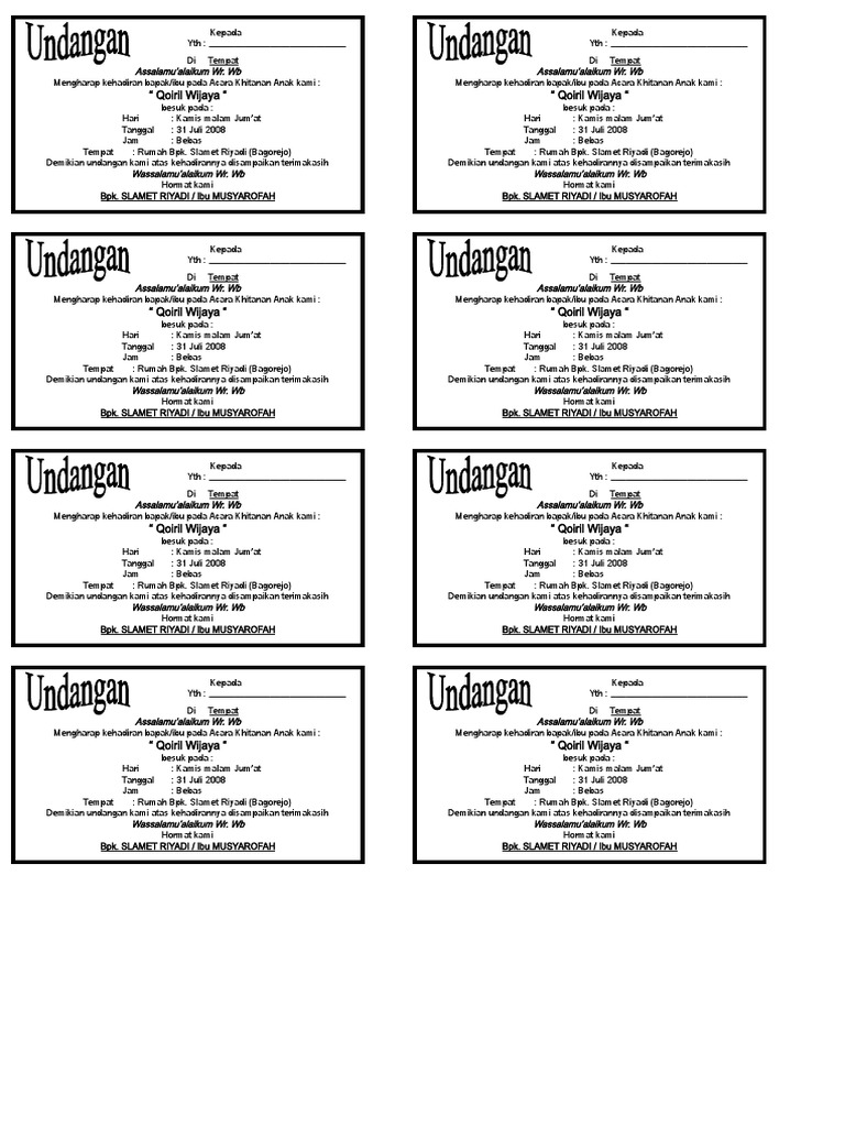 Undangan Khitan Sabun | PDF