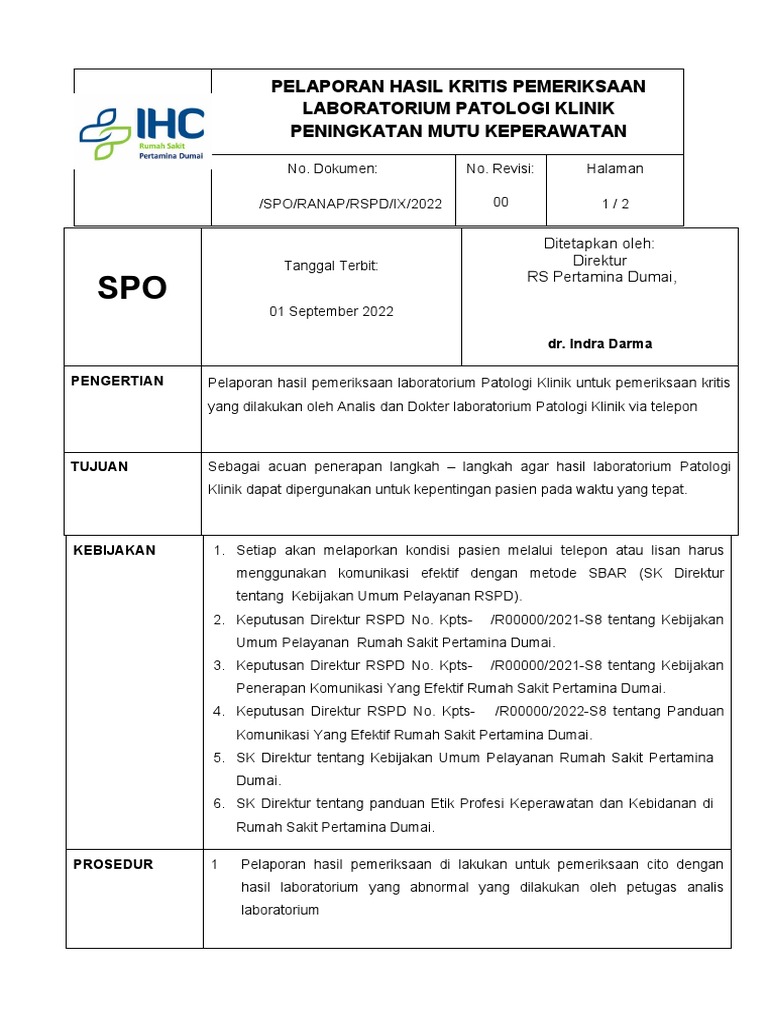 Spo SKP 2 Nilai Kritis | PDF