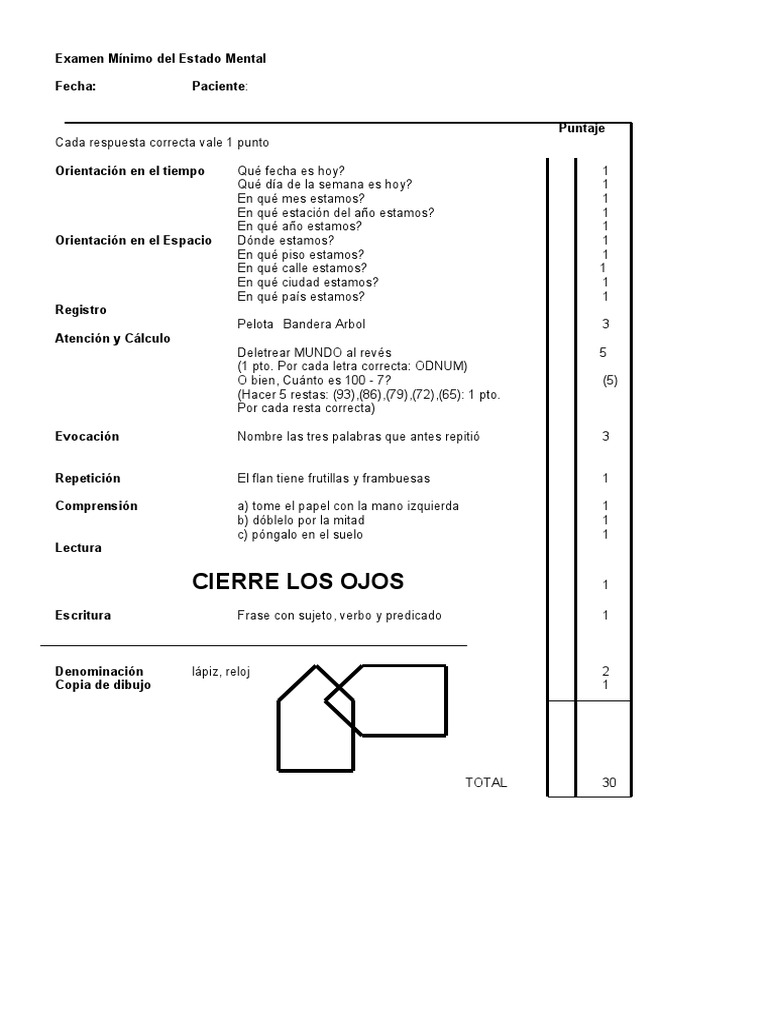 Minimental_ protocolo | PDF | Lingüística | Ciencia cognitiva