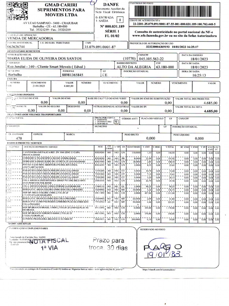 Nota Fiscal de Mercadoria PDF | PDF