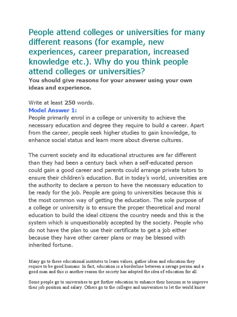 People Attend Colleges or Universities For Many Different Reasons | PDF | University | Knowledge