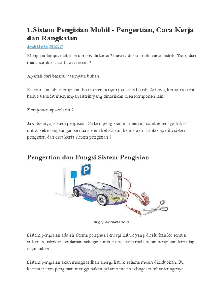 Fungsi dan Cara Kerja Sistem Pengisian Mobil | PDF