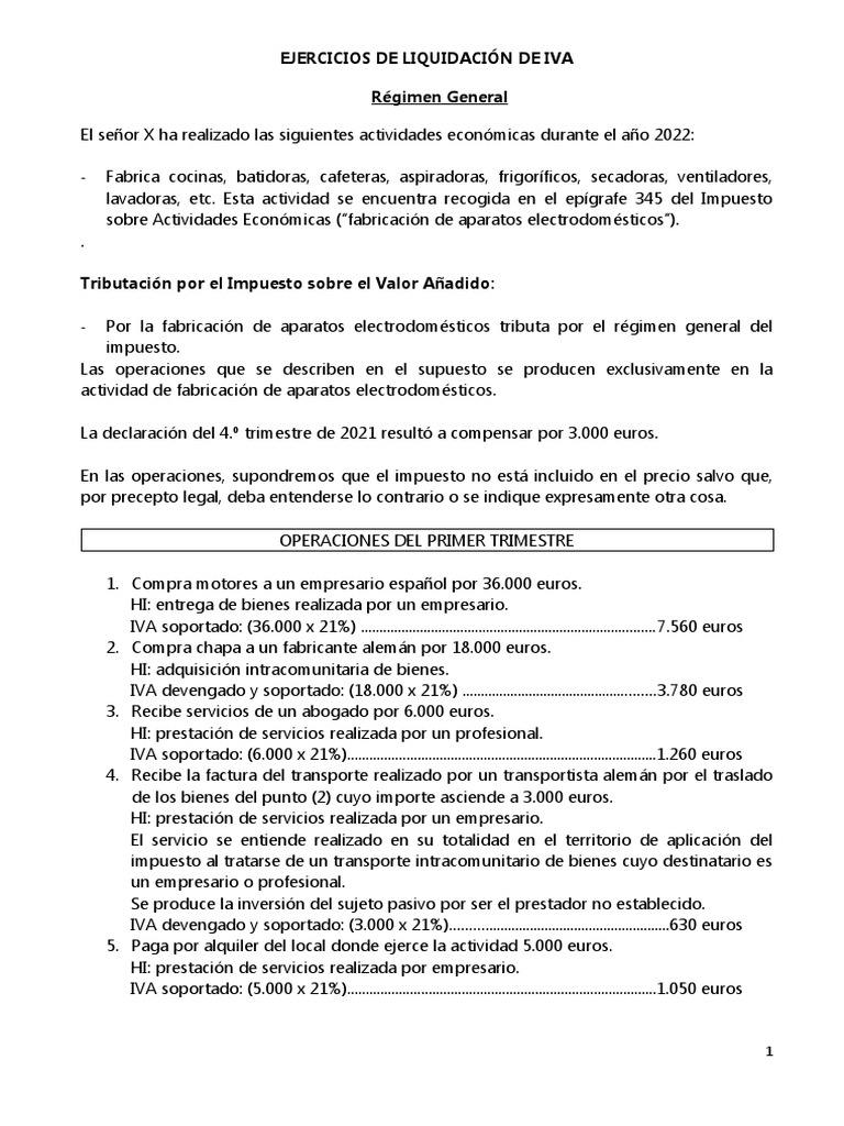 Ejercicio Completo de Liquidacion Iva 4 Trimestres y Modelo 303 | PDF ...