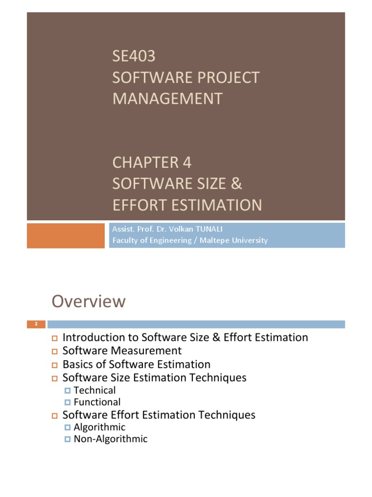 SE403 Software Project Management Chapter 4 PDF | PDF | Software Engineering | Computing
