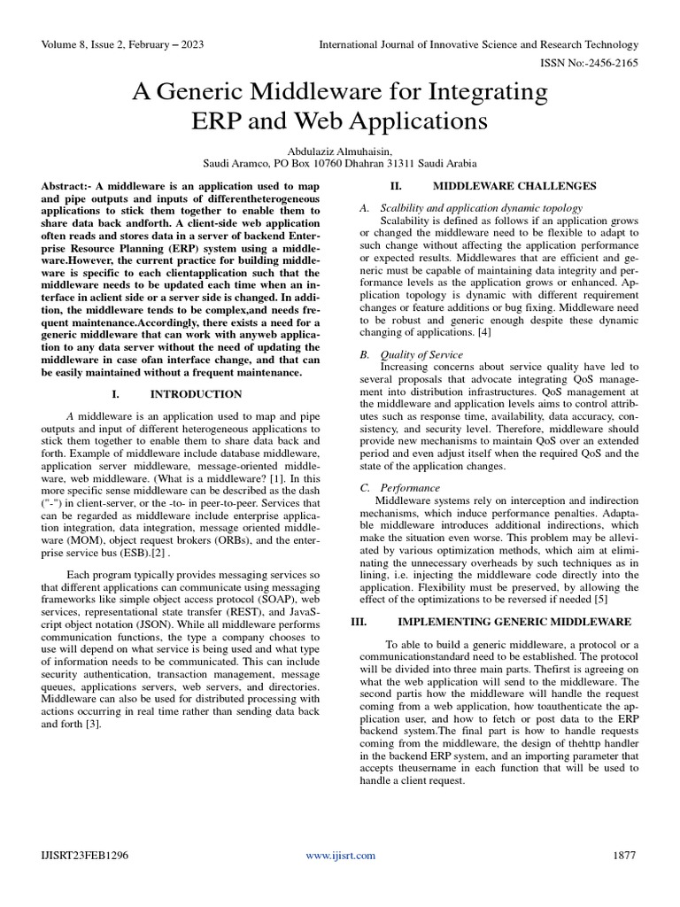 A Generic Middleware for Integrating ERP and Web Applications | PDF | Hypertext Transfer ...