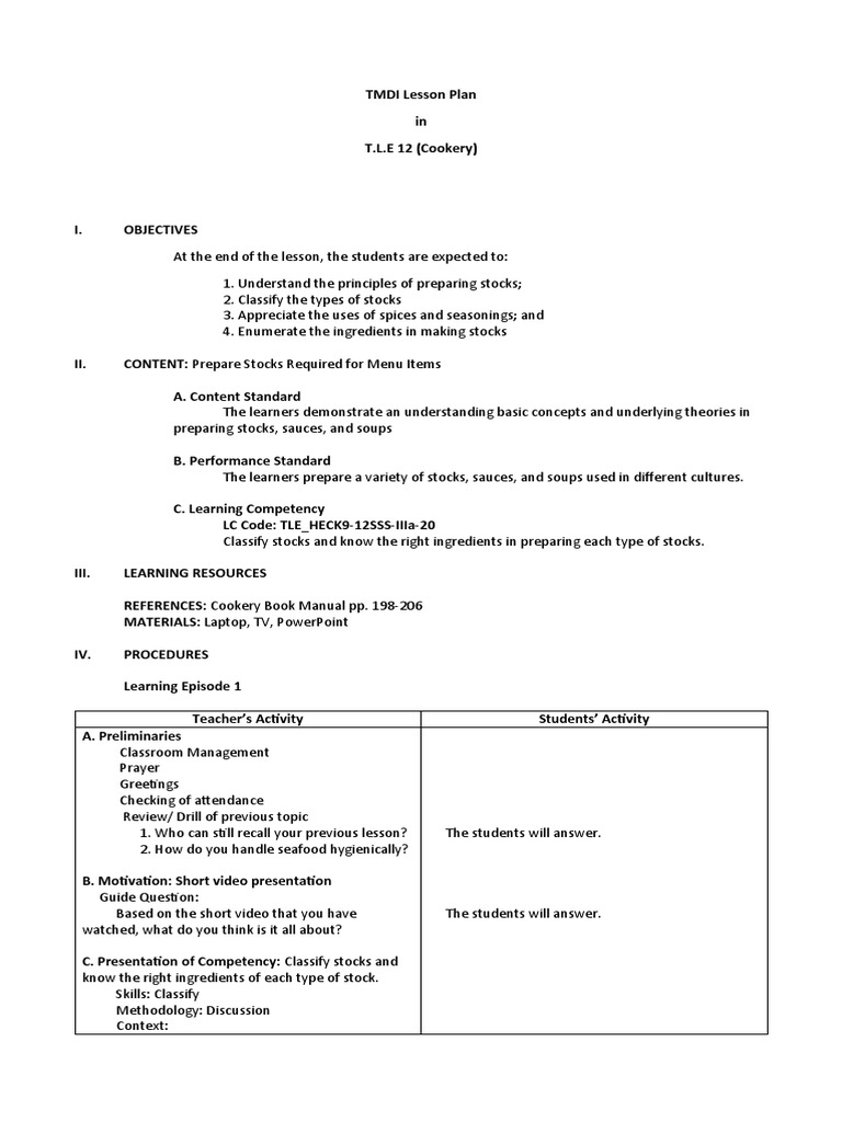 TMDI Lesson Plan 1 | PDF | Lesson Plan | Learning