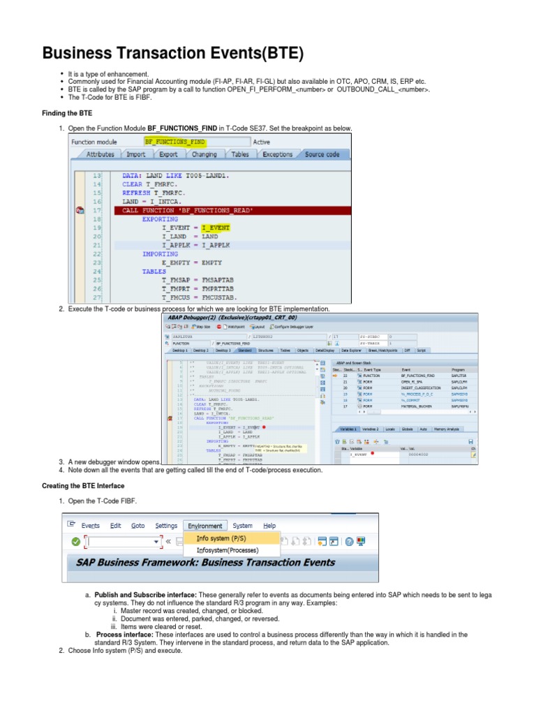 Business Transaction Events (BTE) | PDF | Interface (Computing) | Enterprise Resource Planning